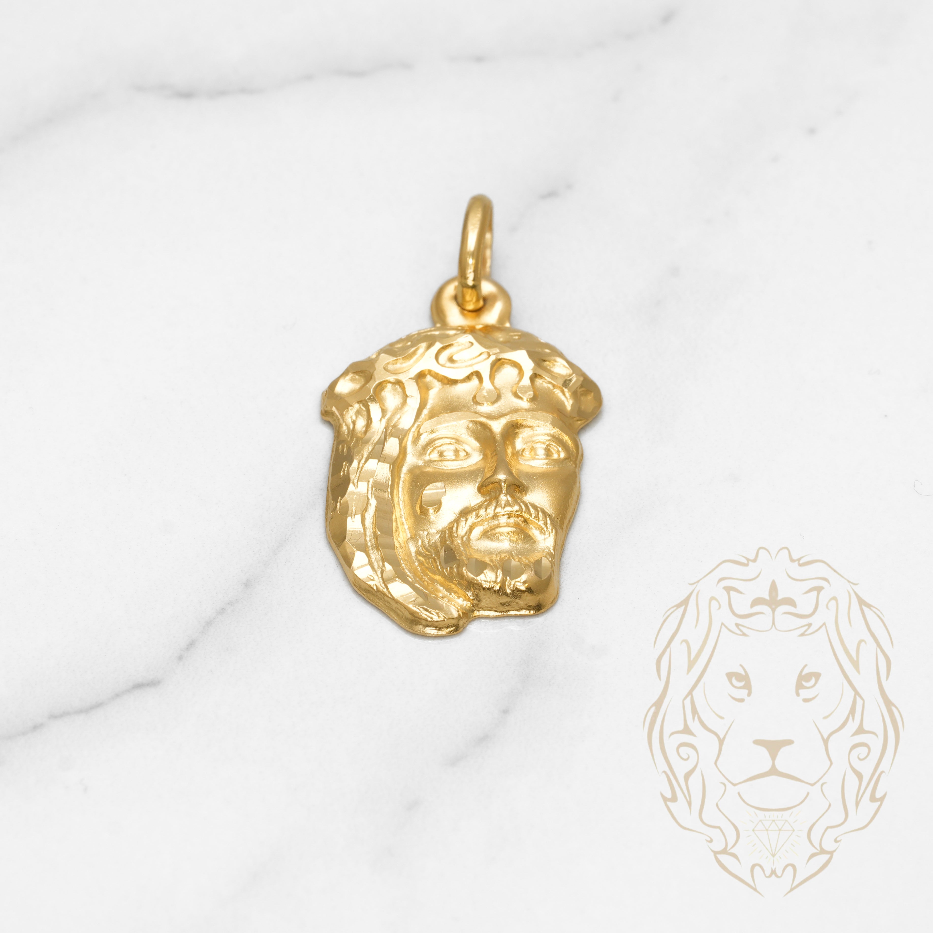 Pendant - 18K yellow gold Jesus head cut diamond - PEG562 – Bijouterie ...