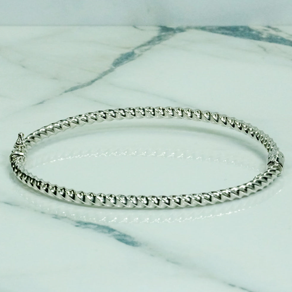 Bracelet jonc - Or 10K twist superposable blanc - BRG109 – Bijouterie Jamil