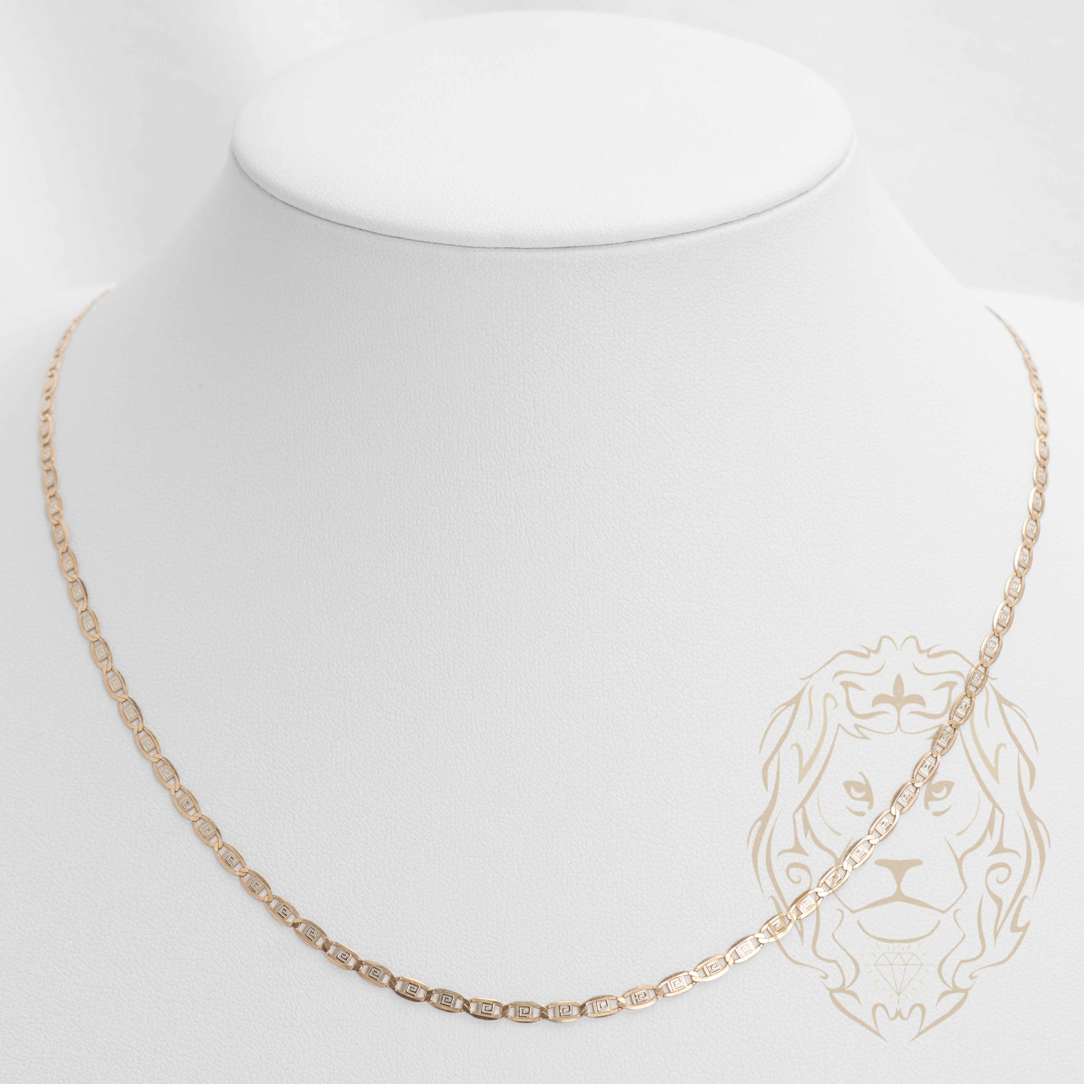 Chain - 10K Gold two-tone yellow & white marine Greek key motif 2.7mm ...
