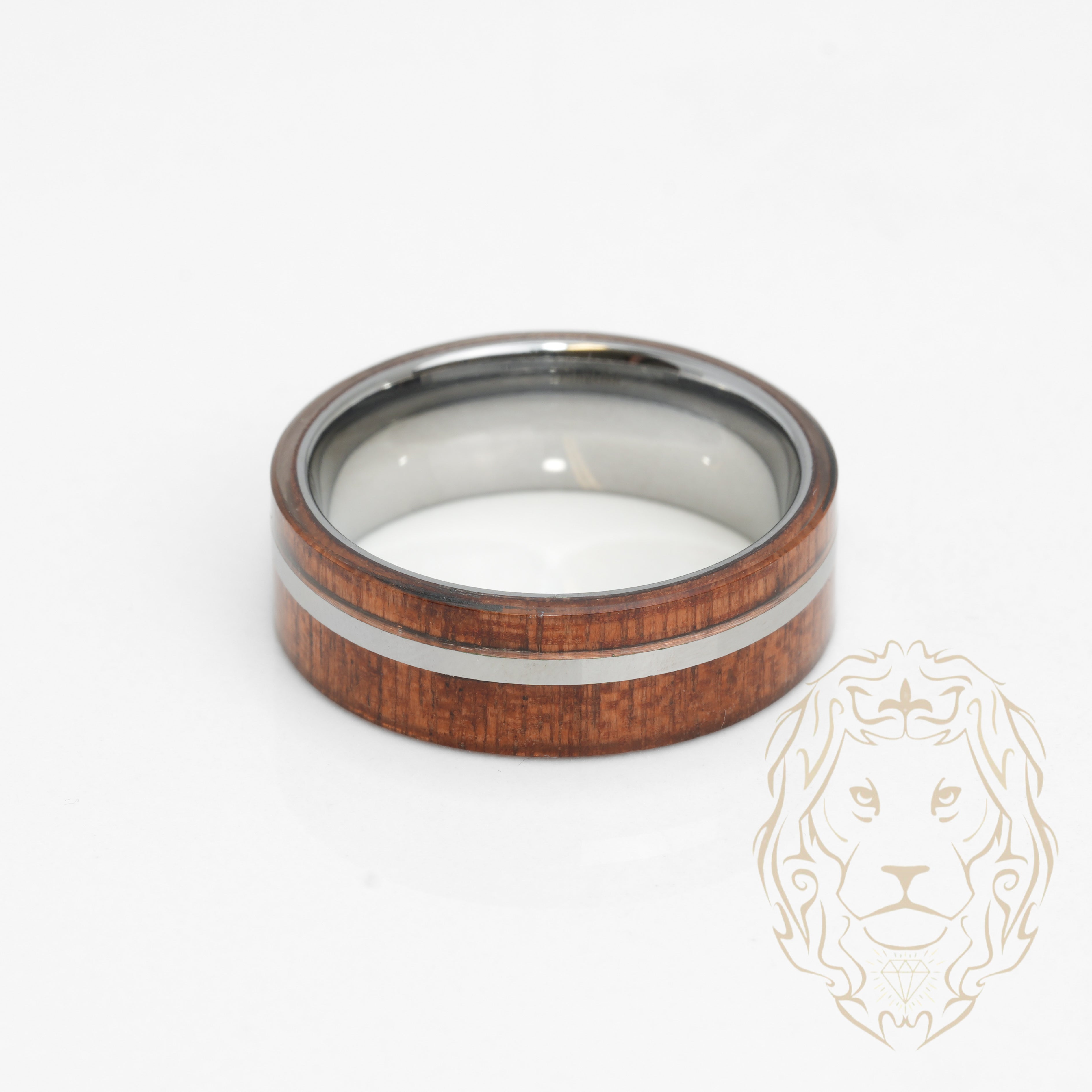 Wedding band ring - Brown & grey tungsten wood & polished finish - RIT ...